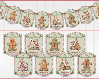 Glitter Gingerbread Man Banner Gingerbread Garland Gingerbread ...