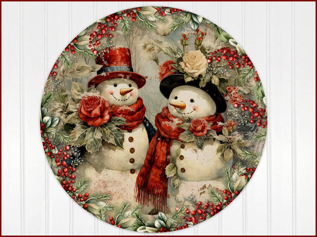 Christmas Metal Sign, Snowman Sign, Winter Sign, Christmas Decor, Round ...
