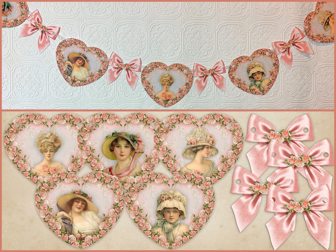 Vintage Style, Valentine's Day Banner, Garland, Valentine Bunting ...