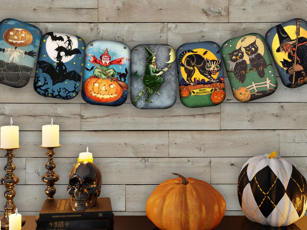 Vintage Style, Halloween Banner, Garland, Halloween Bunting, Retro ...