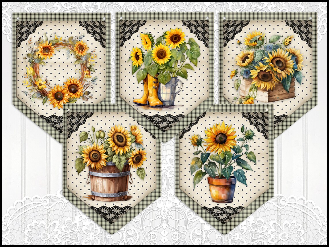 Sunflower Banner, Summer Banner, Garland, Bunting, Summer Decor, Fall ...
