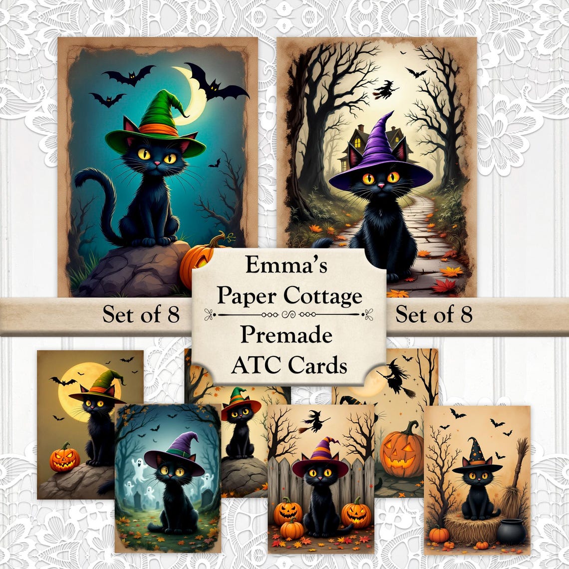 ATC Cards, Halloween ATC Cards, Tags, Scrapbook Supplies, Junk ...