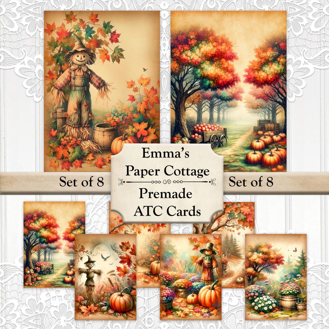 Fall ATC Cards, Scarecrow ATC Cards, Tags, Scrapbook Supplies, Junk ...