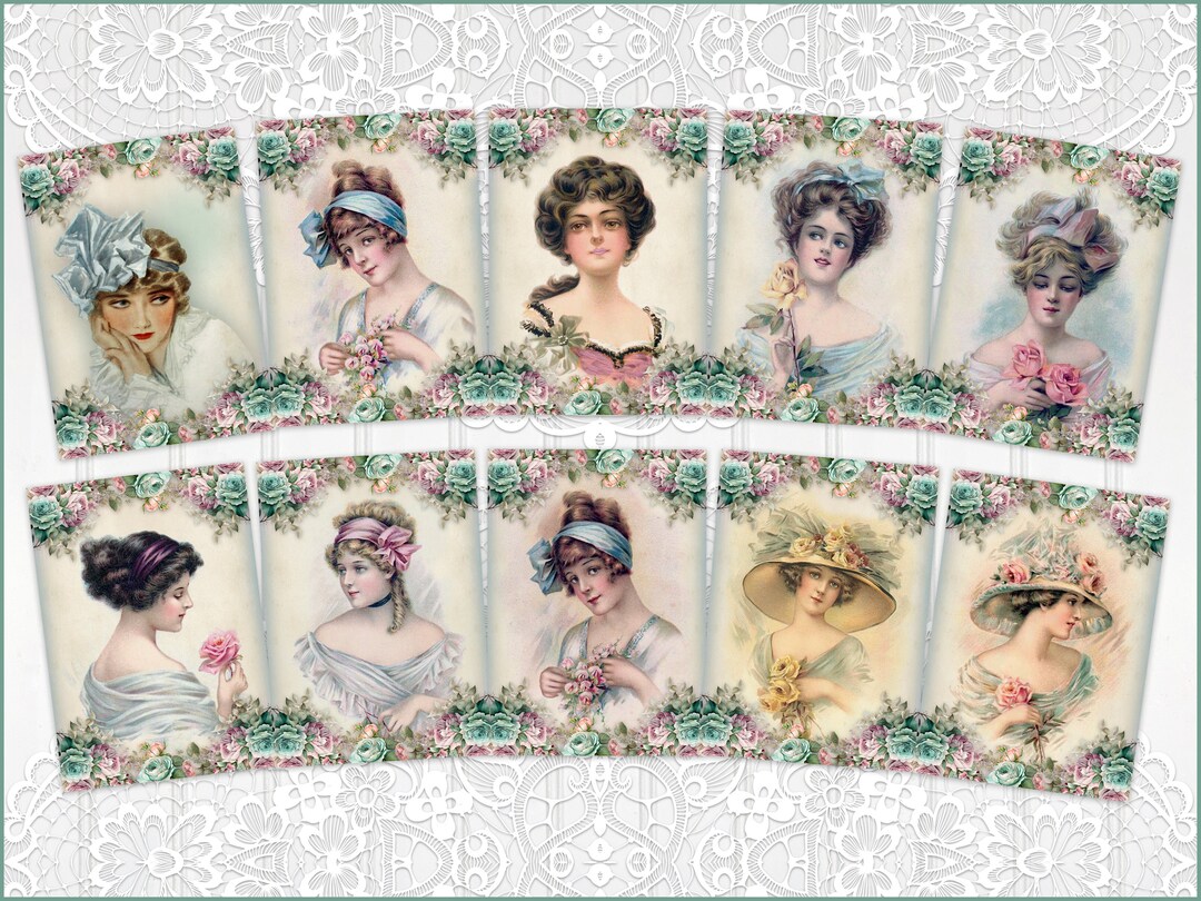 Vintage Style Shabby Chic Atc Cards Tags Scrapbook - Etsy