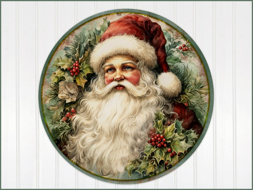Christmas Metal Sign, Santa Sign, Winter Sign, Christmas Decor, Round ...
