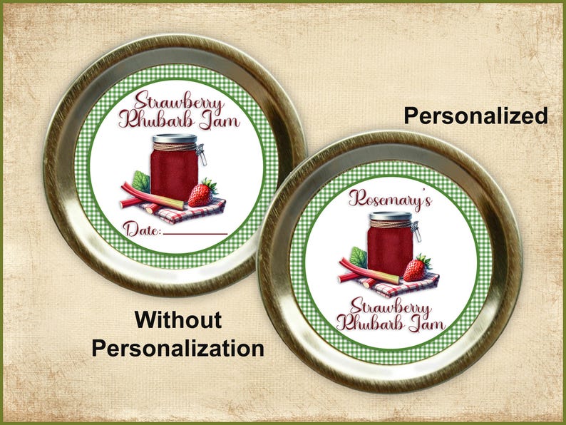 Canning Labels, Strawberry Rhubarb Jam Labels, Mason Jar Labels ...