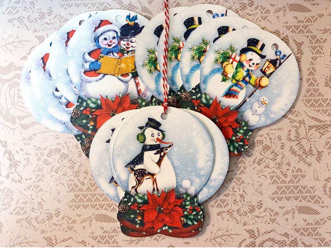 Vintage Style, Retro, Christmas Gift Tags, Party Favor Tags, Christmas ...