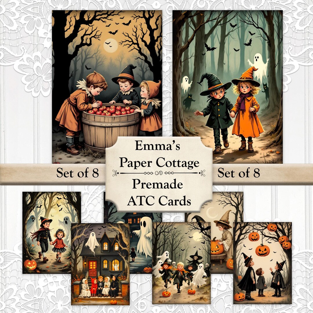 ATC Cards, Halloween ATC Cards, Tags, Scrapbook Supplies, Junk ...