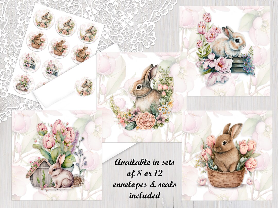 Cute Bunnies, Spring, Note Cards, All Occasion Cards, Envelopes, Seals ...