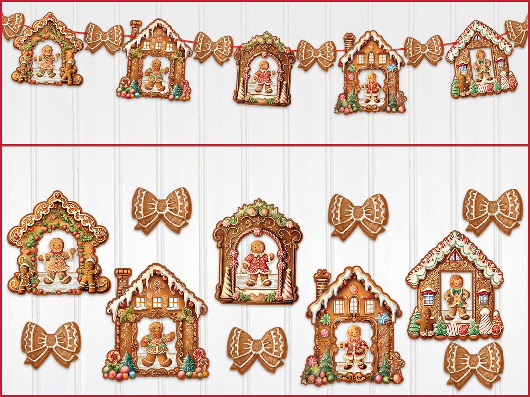 Gingerbread Men, Christmas Banner, Christmas Garland, Christmas Bunting ...
