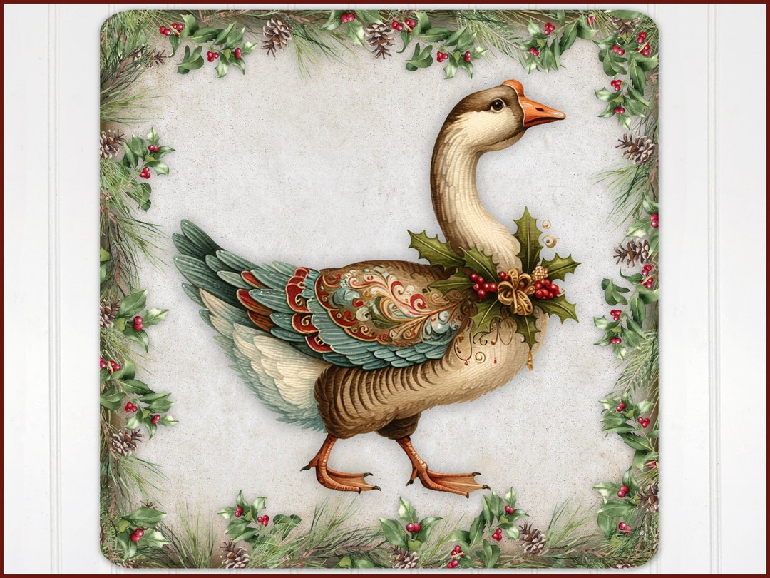 Christmas Goose Sign, Metal Sign, Winter Sign, Holiday Sign, Tier Tray ...