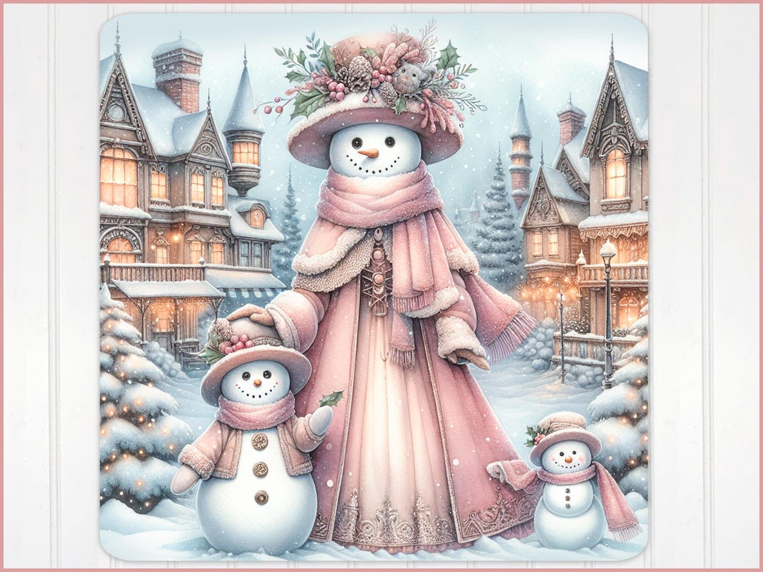 Christmas Pink Snowman Sign, Metal Sign, Winter Sign, Holiday Sign ...