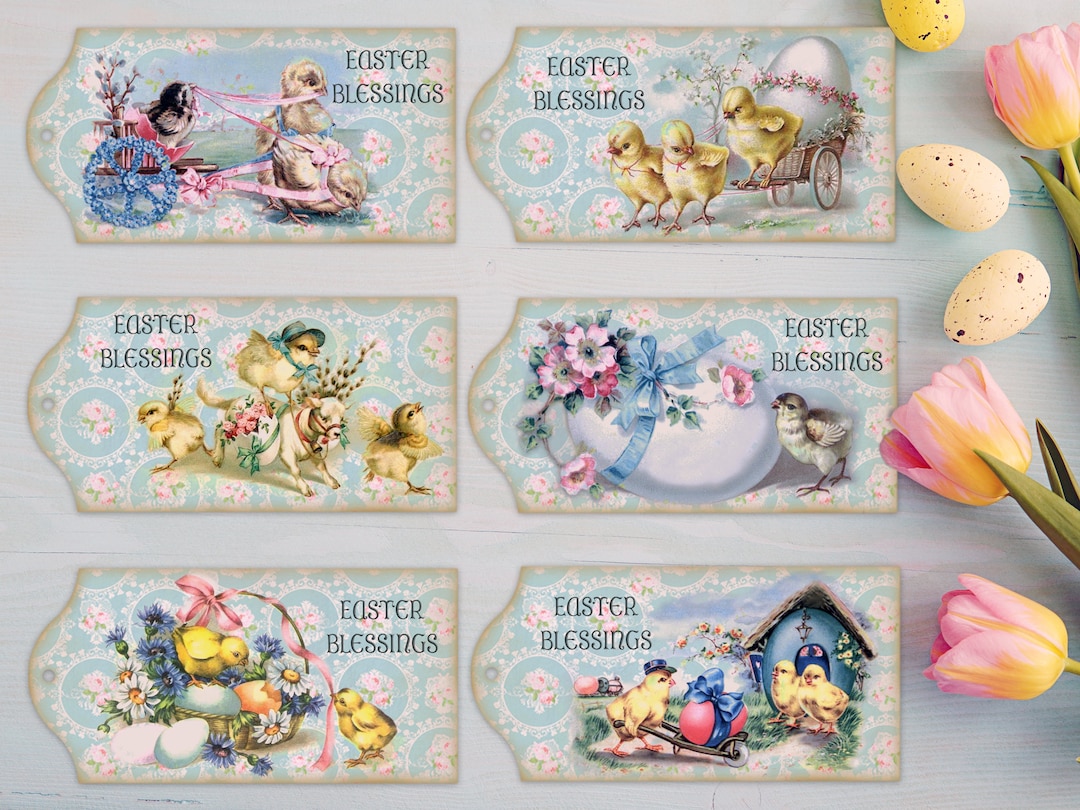 Vintage Style, Easter Gift Tags, Party Favor Tags, Easter Basket Tags ...