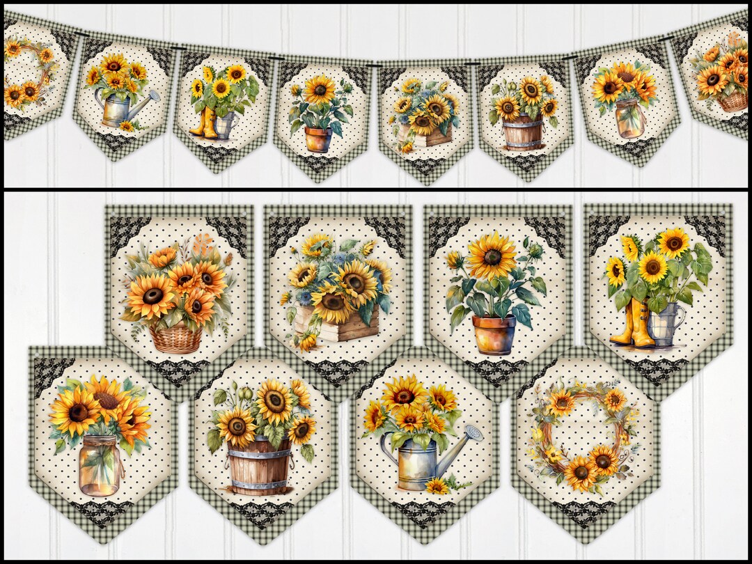 Sunflower Banner, Summer Banner, Garland, Bunting, Summer Decor, Fall ...