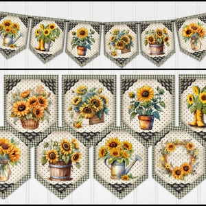 Sunflower Banner, Summer Banner, Garland, Bunting, Summer Decor, Fall ...