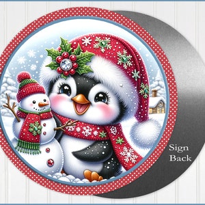 Christmas Metal Sign, Cute Penguin Sign, Winter Sign, Christmas Decor ...