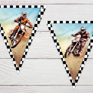 Dirt Bike. Motocross Party Banner, Birthday Party Banner, Bunting ...