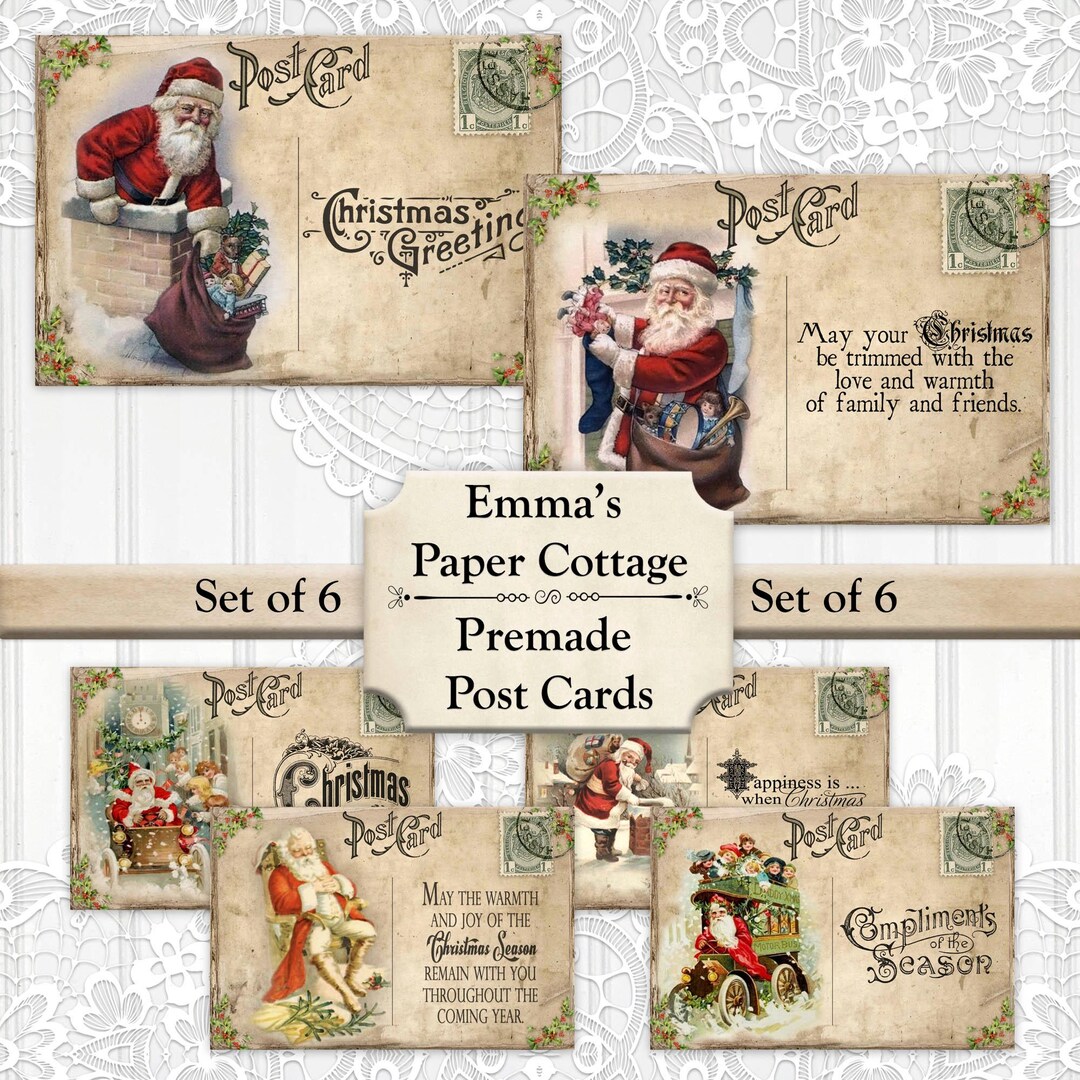 Vintage Santa, Christmas Postcards, Set of 6 With Envelopes, Christmas ...