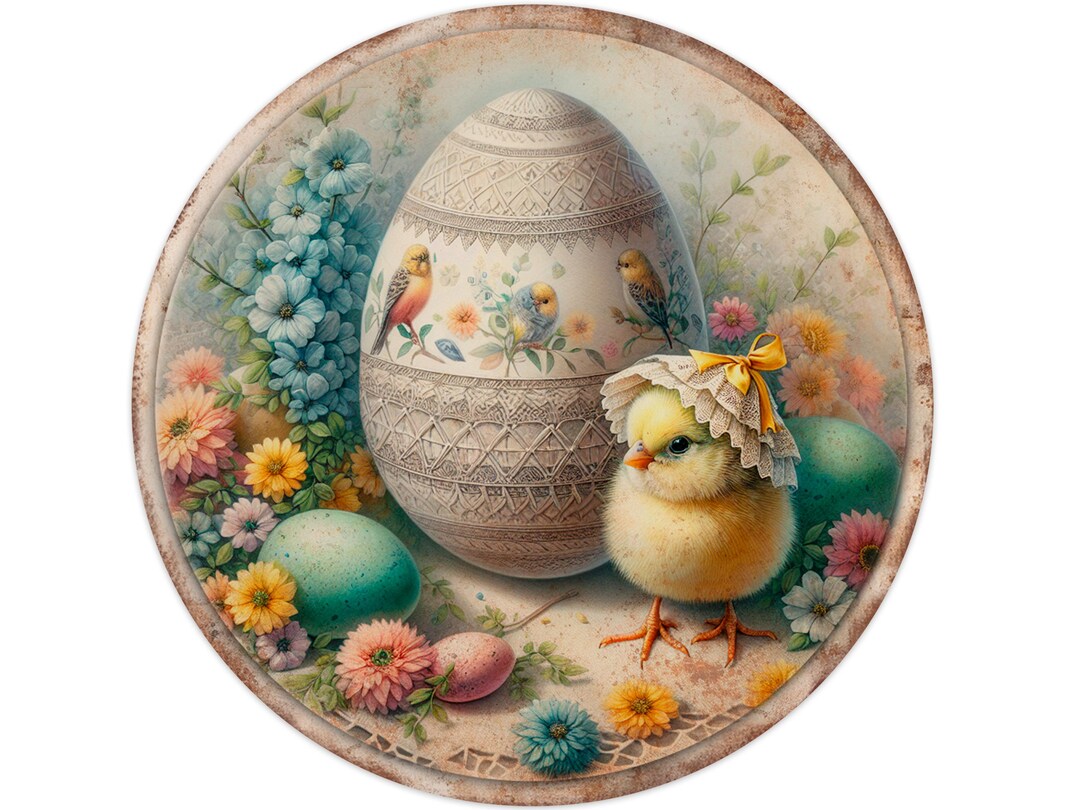 Easter Metal Sign, Bunny Sign, Spring Sign, Easter Decor, Round Wreath ...