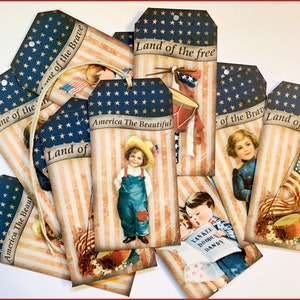 Vintage Style, Patriotic, Independence Day, Atc Cards, Tags, Scrapbook ...