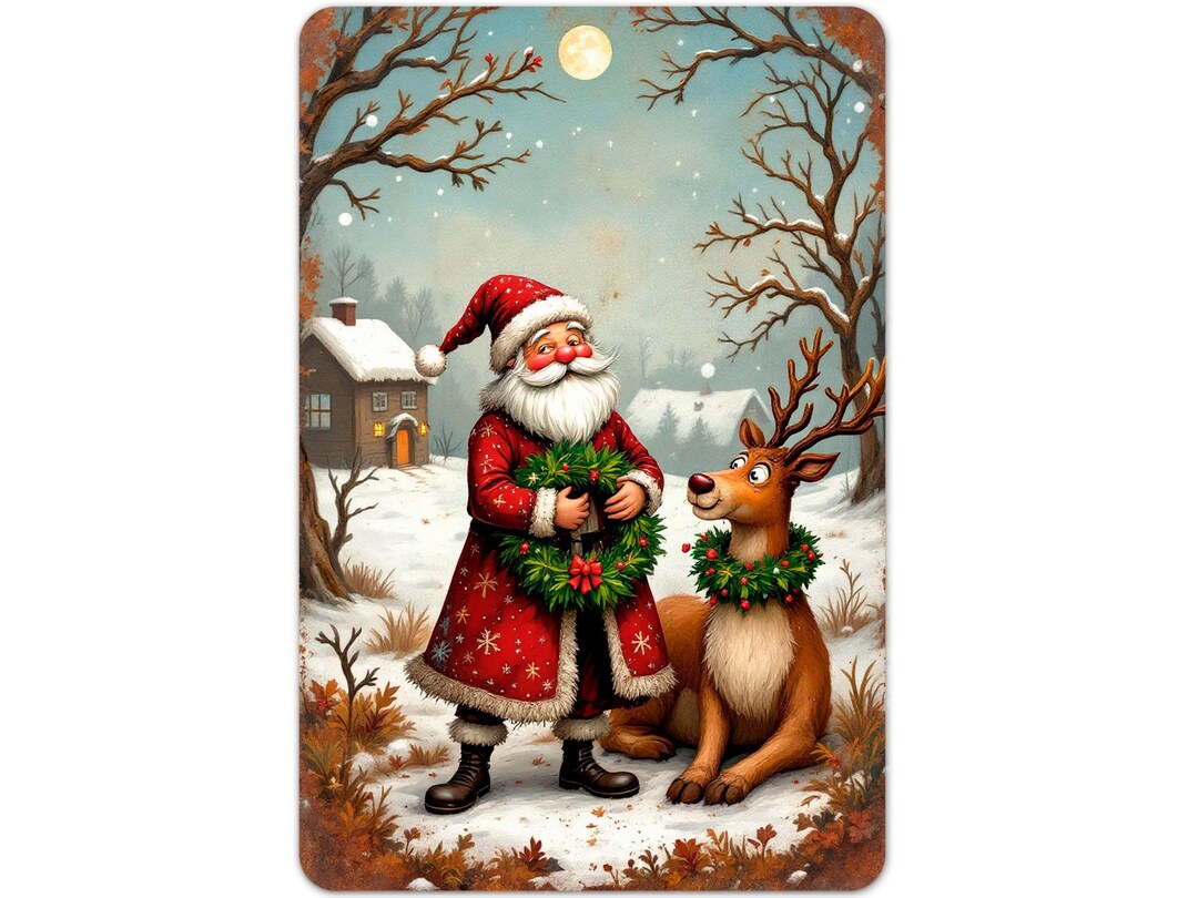 Cute Santa Sign, Metal Sign, Christmas Wall Decor, Country Christmas ...