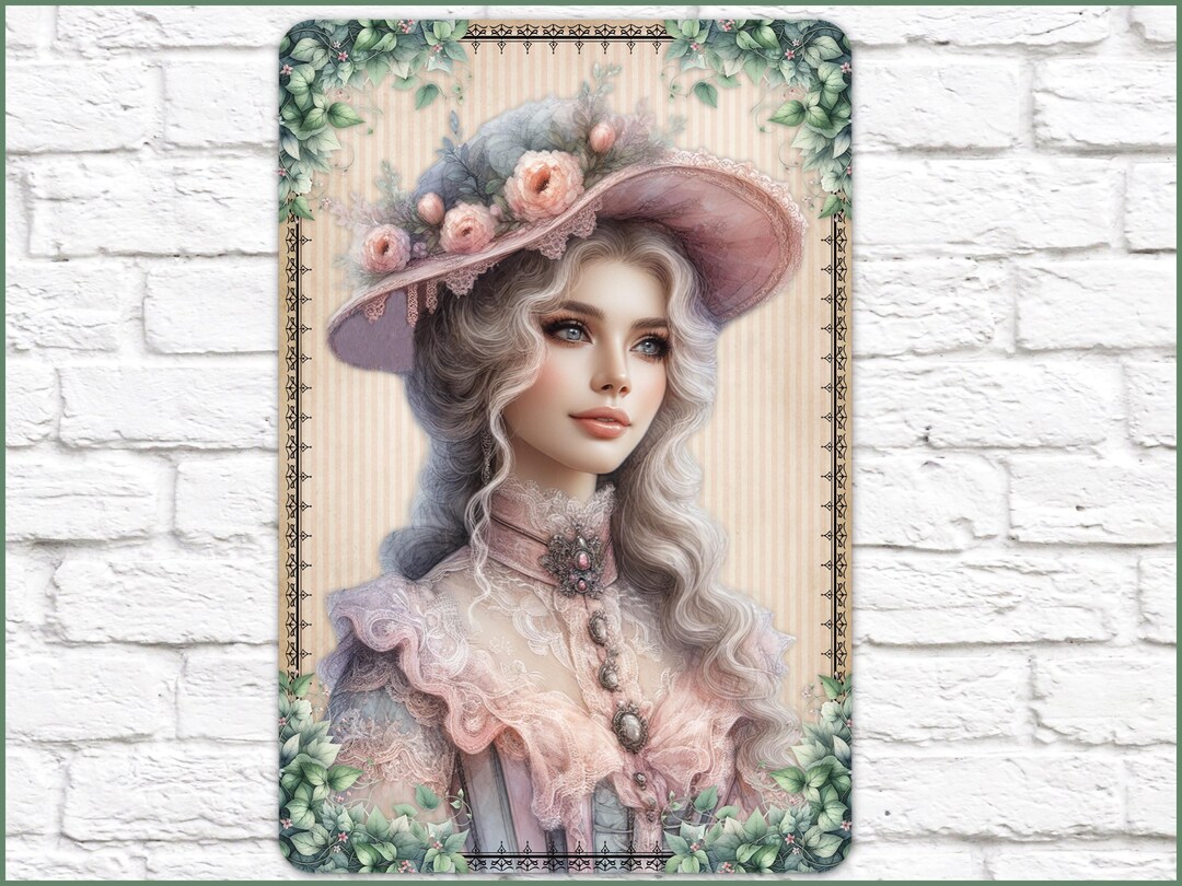 Vintage Style Sign, Victorian Woman, Shabby Chic Sign, Metal Sign ...
