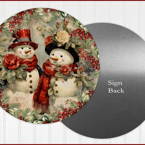 Christmas Metal Sign, Snowman Sign, Winter Sign, Christmas Decor, Round ...