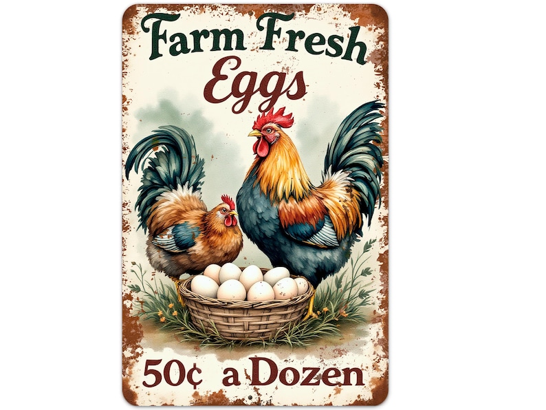 Farm Fresh Eggs Sign, Metal Sign, Farmhouse Decor, Indoor or Outdoor ...