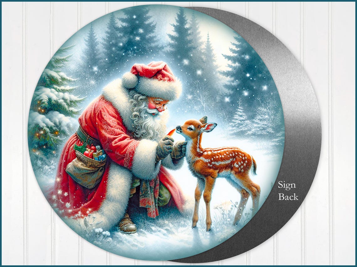 Christmas Metal Sign, Santa Sign, Winter Sign, Shabby, Christmas Decor ...