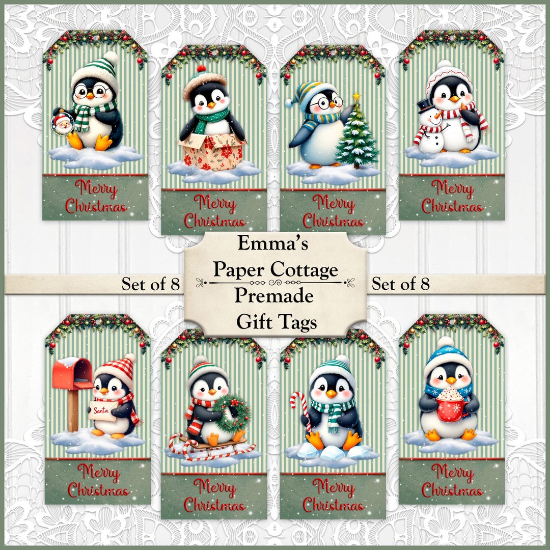 Christmas Penguin Gift Tags, Card Making, Junk Journaling - Etsy