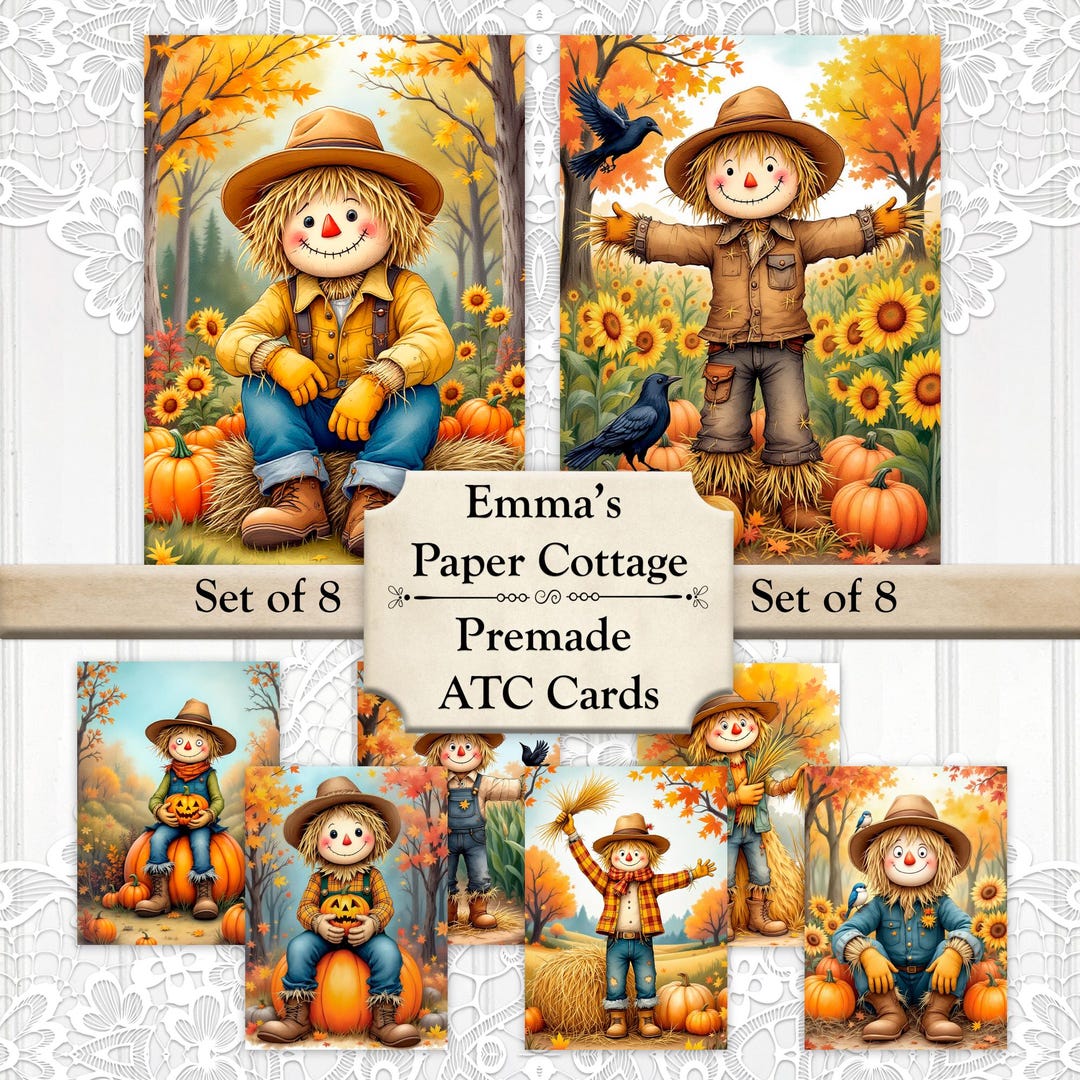 Scarecrow ATC Cards, Fall Atc Cards, Tags, Scrapbook Supplies, Junk ...