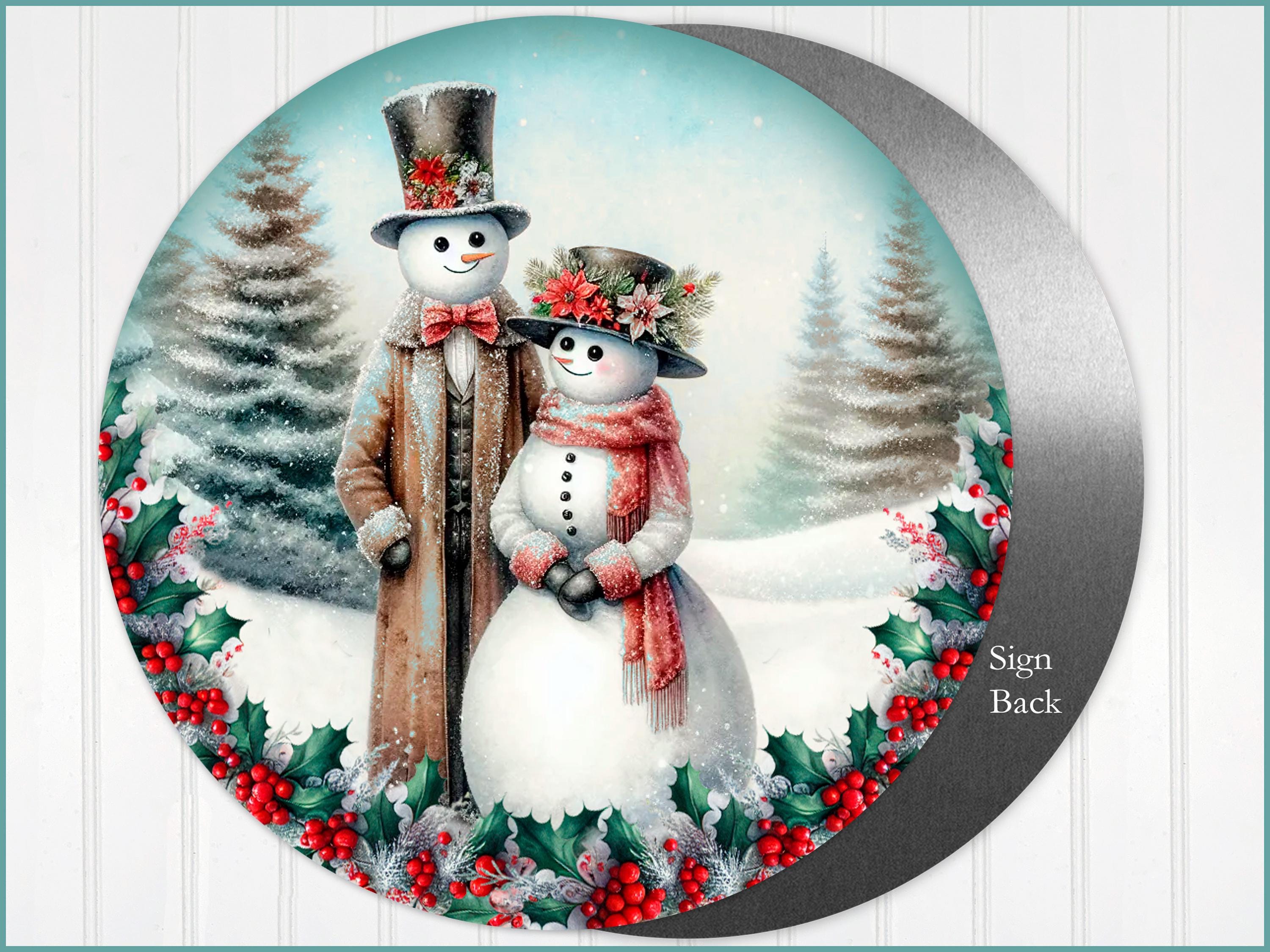 Christmas Metal Sign, Snowman Sign, Winter Sign, Christmas Decor, Round ...