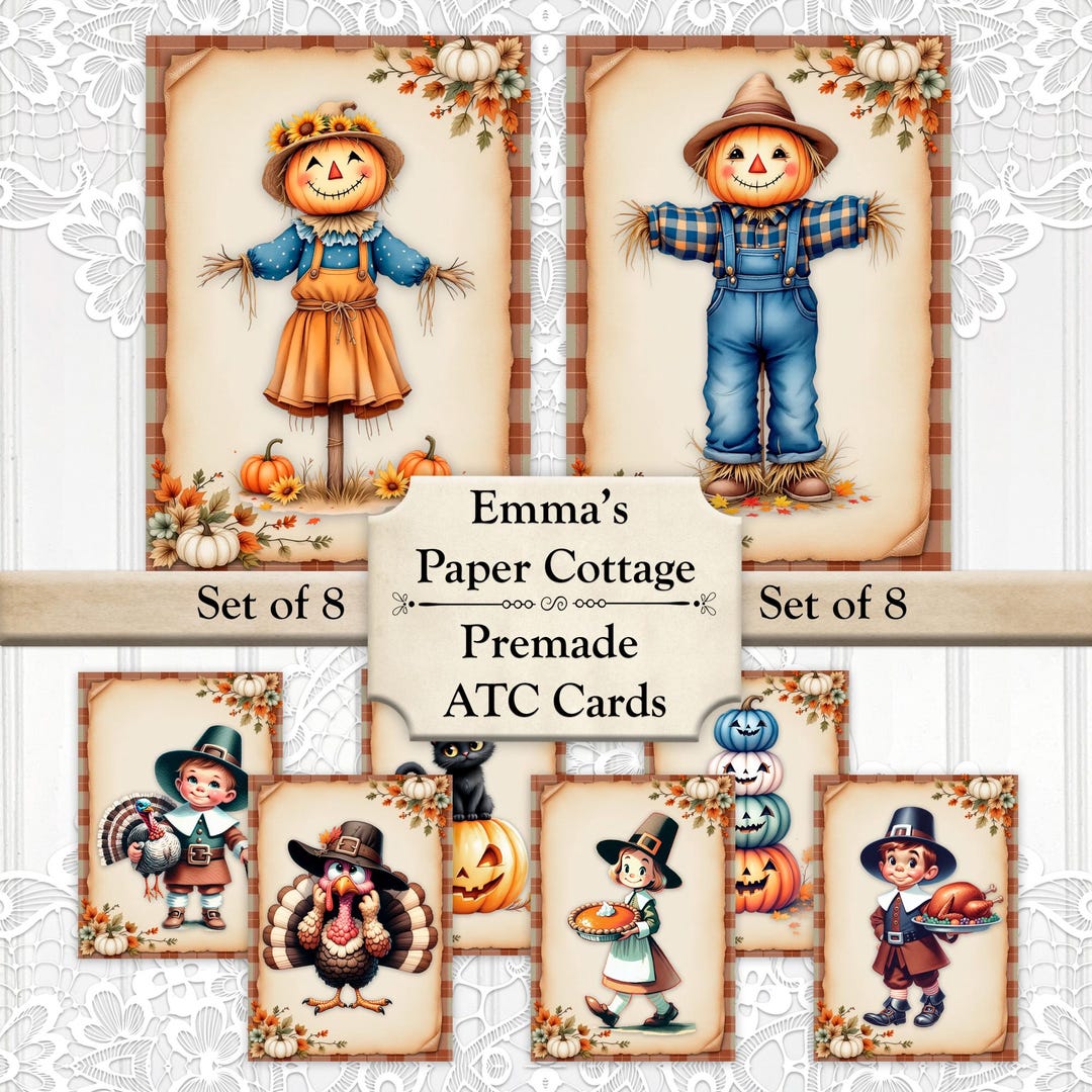 Fall ATC Cards, Thanksgiving ATC Cards, Tags, Scrapbook Supplies, Junk ...