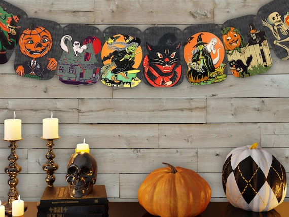 Vintage Style Retro Style Halloween Banner Garland - Etsy