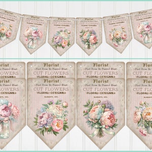 Vintage Style, Shabby Chic, Flowers, Floral Banner, Bunting, Garland - Etsy