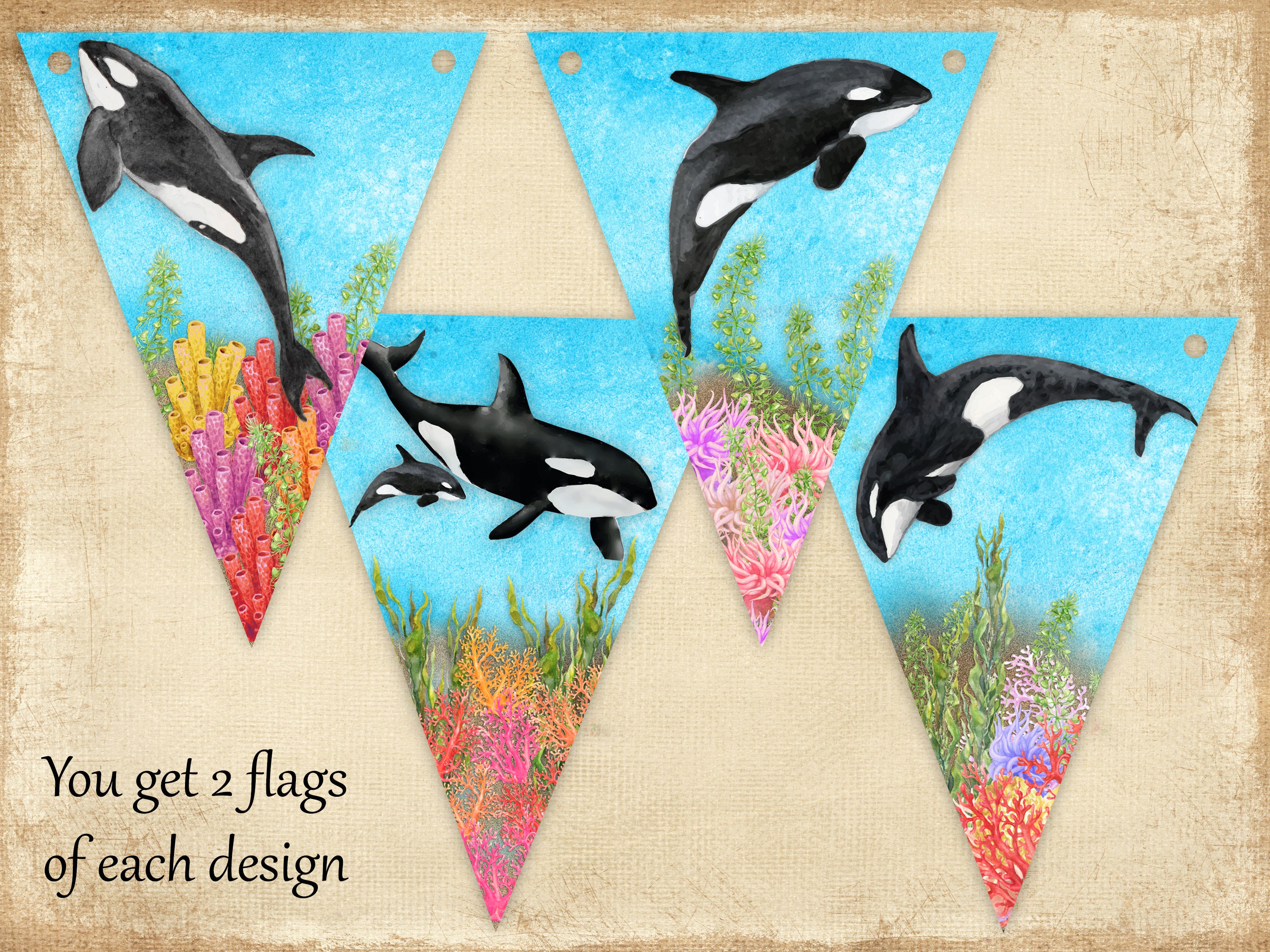 Large Party Banner Orca Whale Birthday Party Banner - Etsy