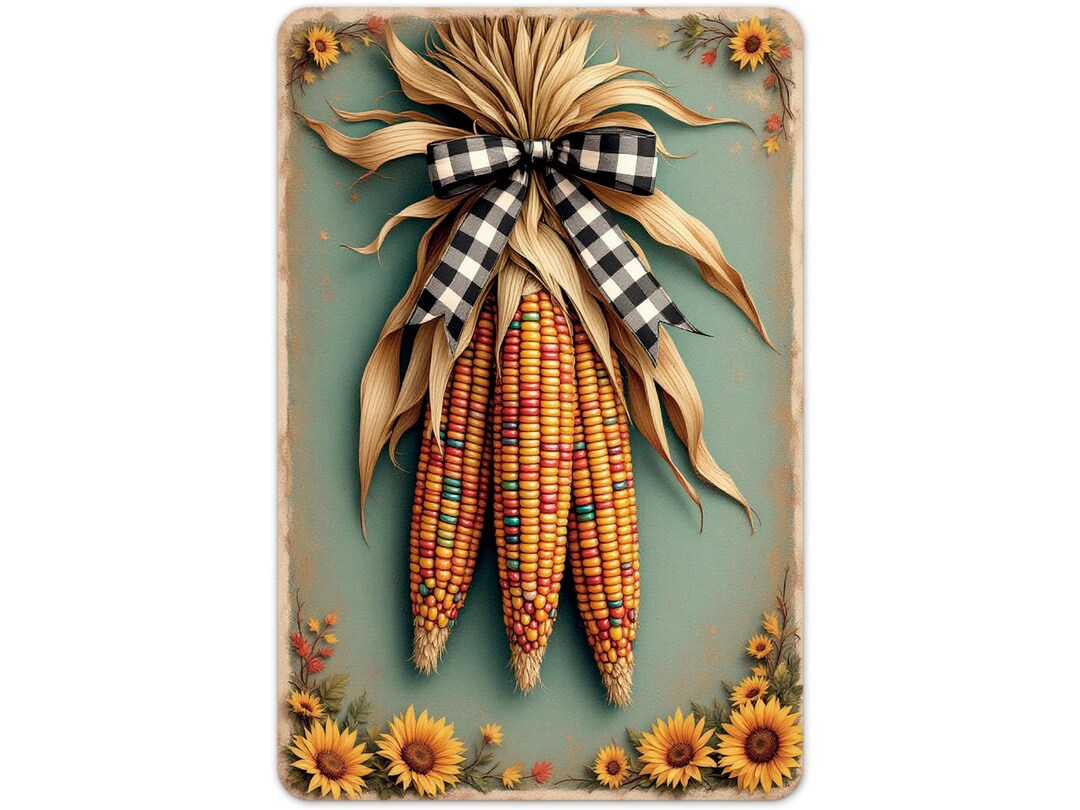 Fall Thanksgiving Sign, Metal Sign, Fall Decor, Indian Corn Sign ...