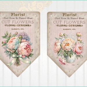Vintage Style, Shabby Chic, Flowers, Floral Banner, Bunting, Garland - Etsy