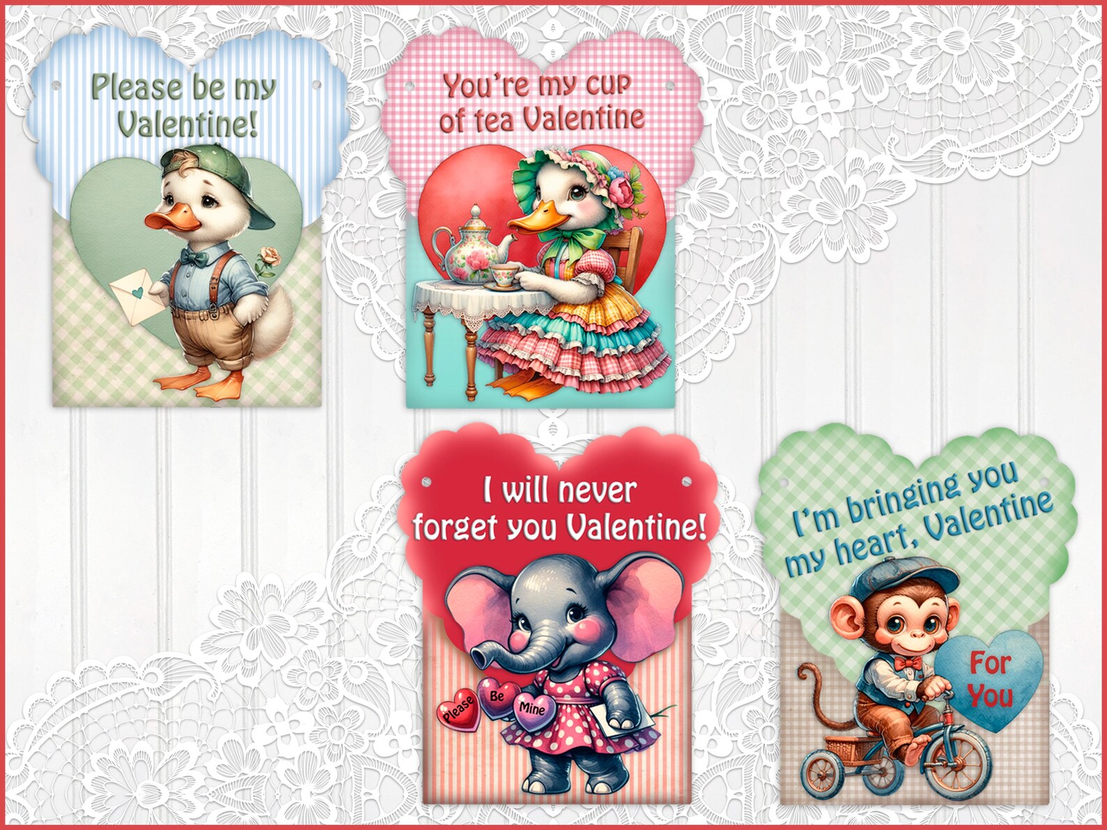 Vintage Style Retro Valentine Banner, Retro Valentine, Valentine ...