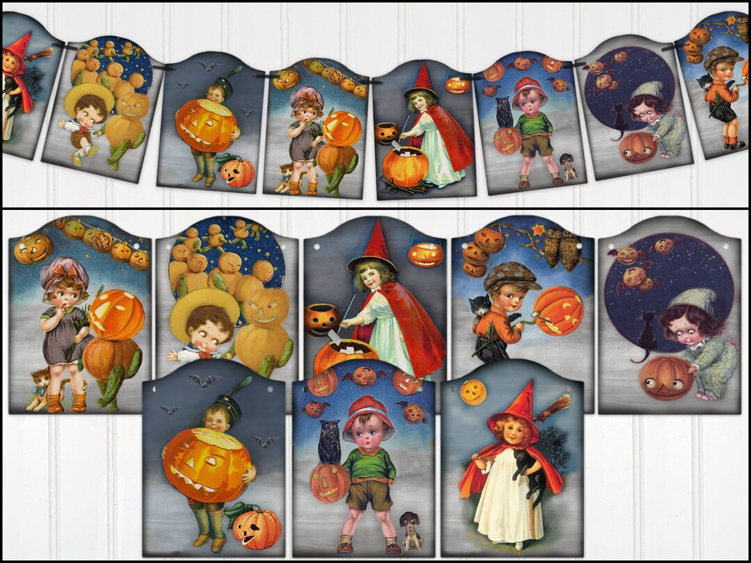 Halloween Banner, Vintage Halloween, Halloween Party Banner, Bunting ...