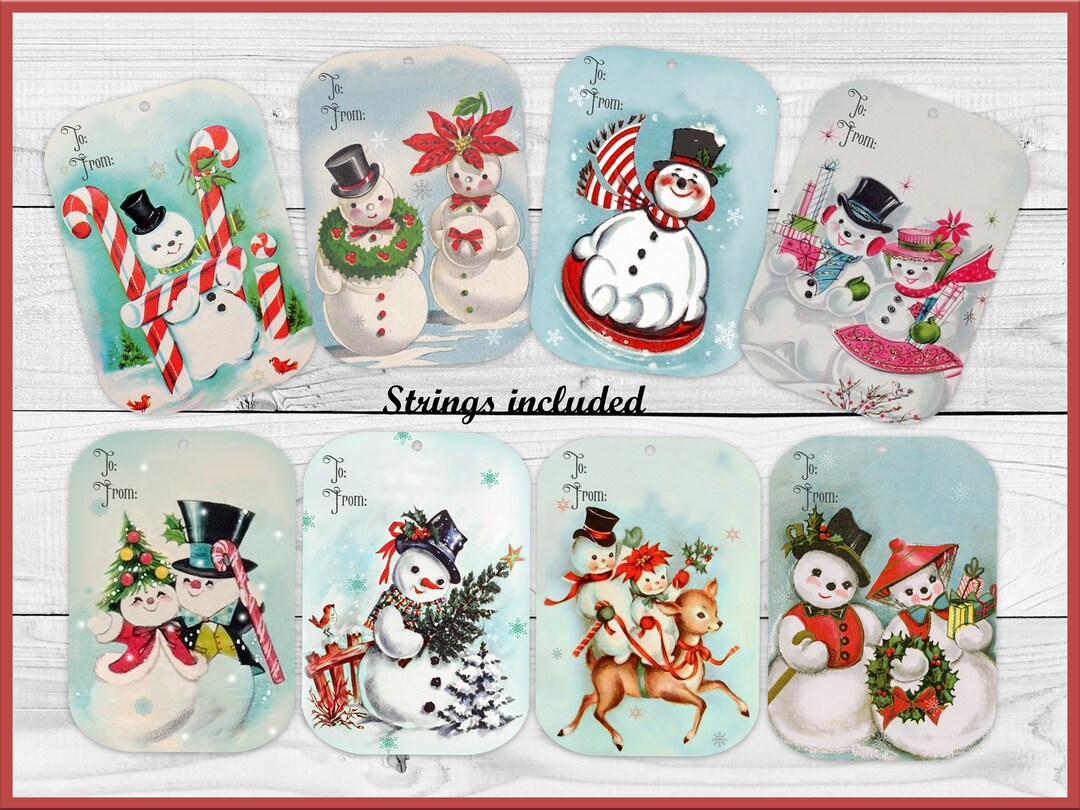 Vintage Style, Retro, Christmas Gift Tags, Party Favor Tags, Christmas ...