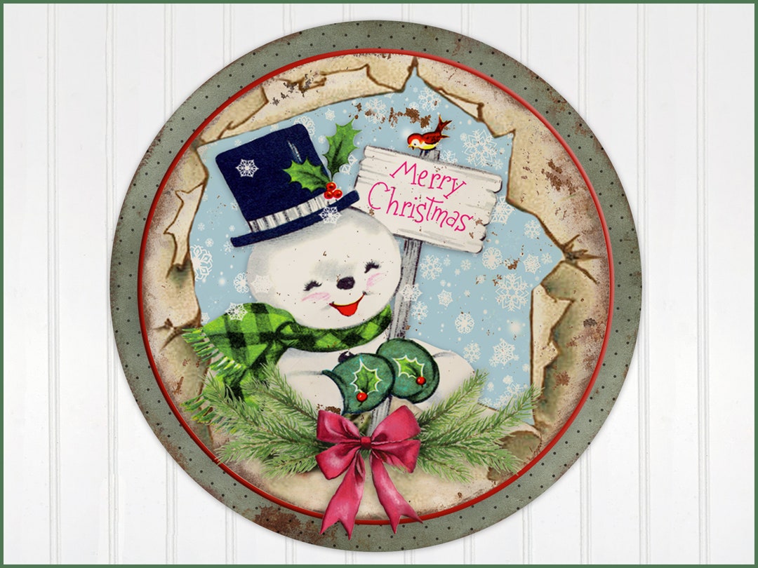 Christmas Metal Sign, Retro Snowman Sign, Winter Sign, Christmas Decor ...