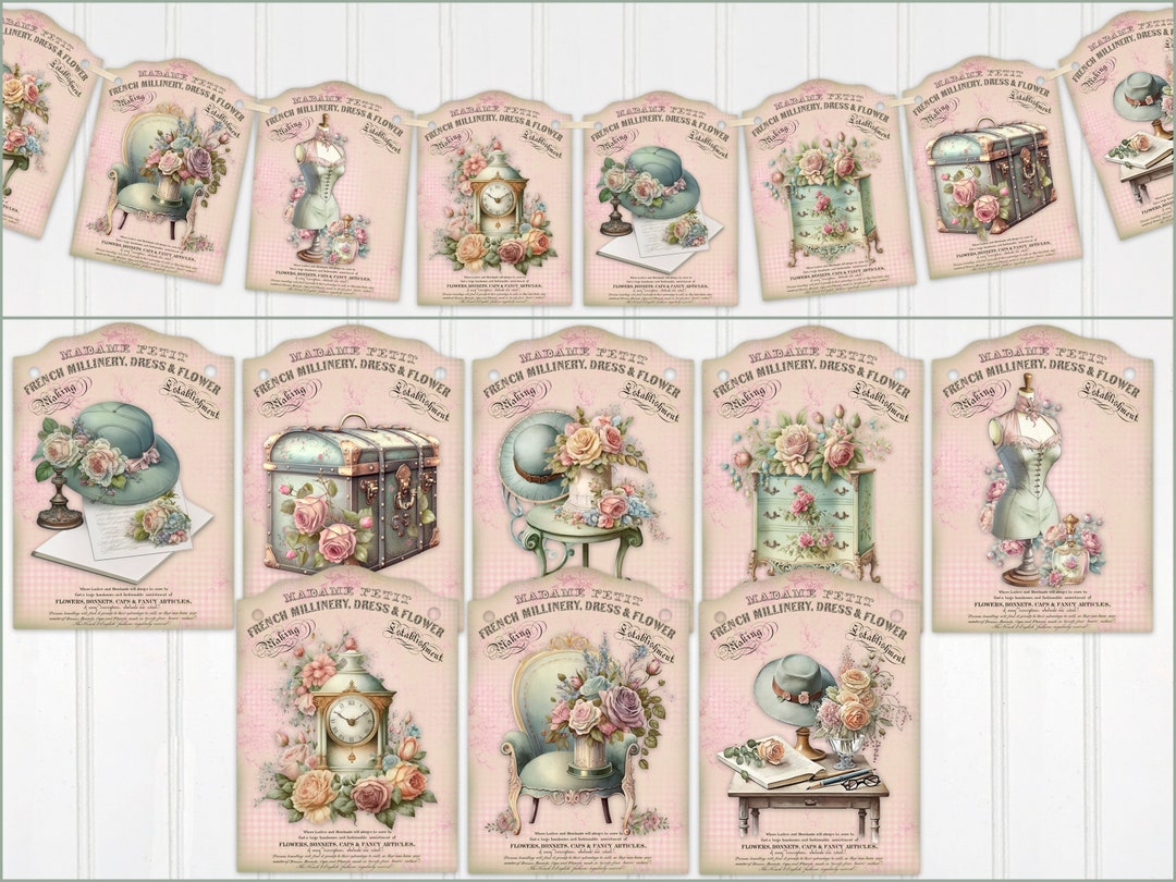 Vintage AD Style, Shabby Chic Banner, Banner, Garland, Vintage Style ...
