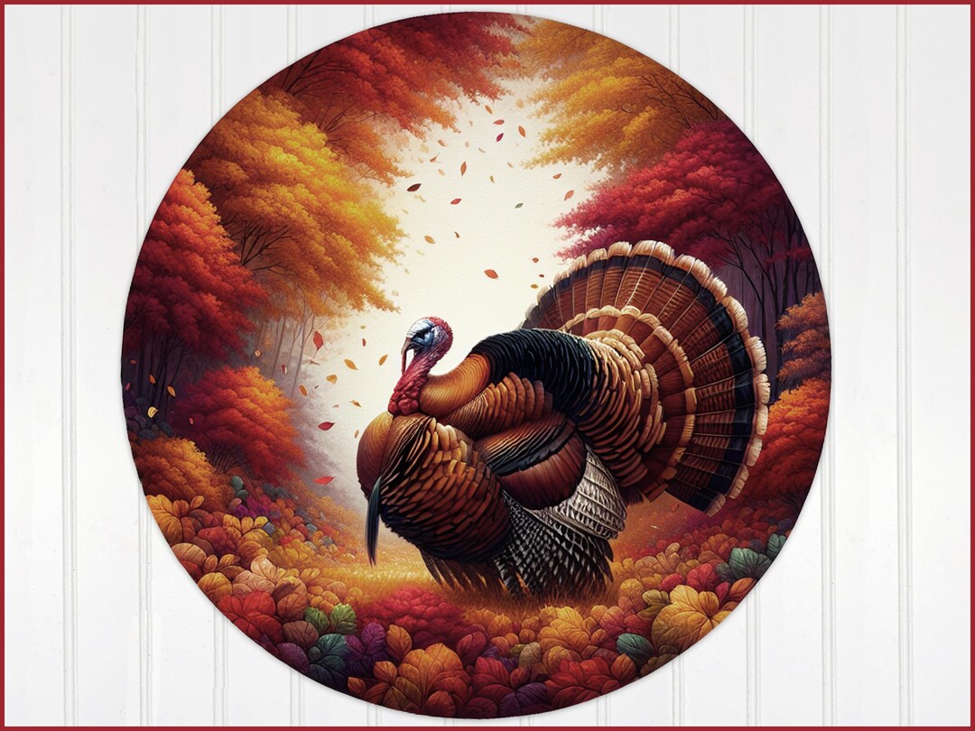Fall Thanksgiving Sign, Metal Sign, Wreath Sign, Round Sign, Turkey ...