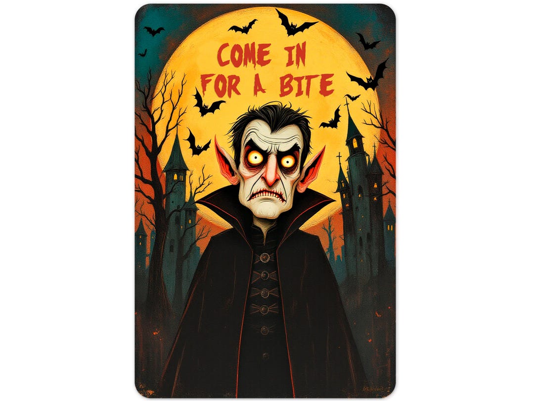 Retro Style Halloween Dracula Sign, Metal Sign, Halloween Decor, Indoor ...