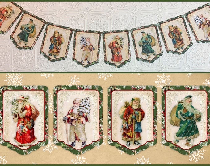 Mamelok Frieze Garland Vintage Style 10 Die Cut Christmas Santa, Toys ...