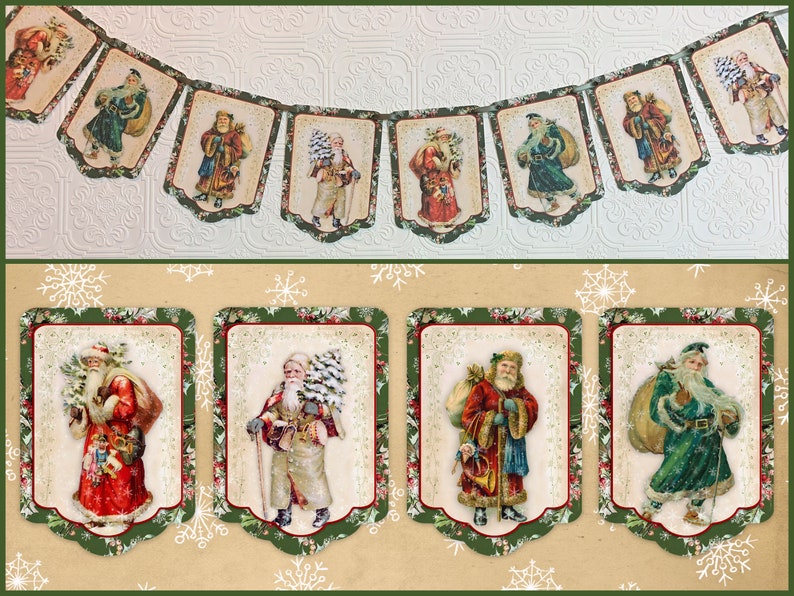 Vintage Style, Christmas Banner, Garland, Christmas Decor, Christmas ...