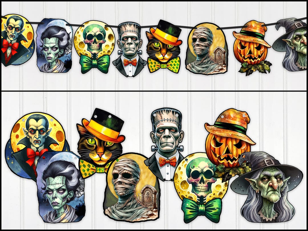 Vintage Style, Halloween Banner, Garland, Halloween Bunting, Retro ...