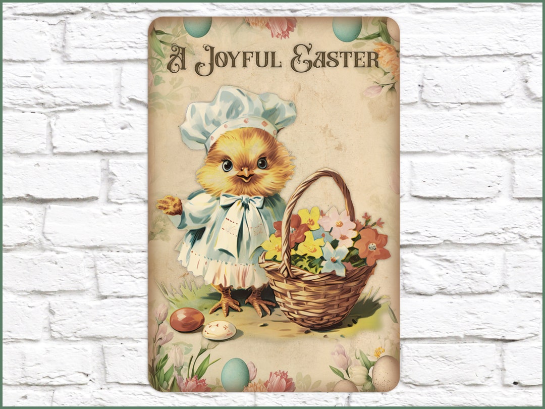 Vintage Stye Easter Chick Sign, Metal Sign, Easter Decor, Farmhouse ...