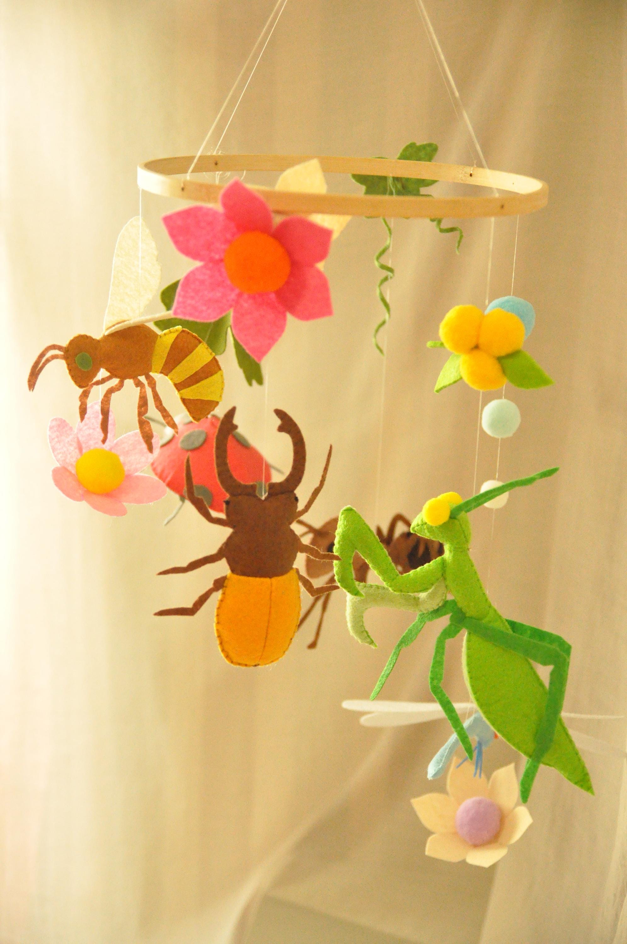 Neutral Insect Crib Mobile - Montessori Baby Nursery Decor With Felt ...